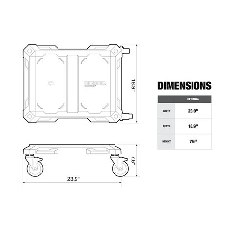 Toughbuilt Stacktech Plasticmetal Rolling Tool Box Mount 1 4 Wheel