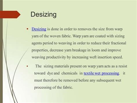 Presentation On Textile Desizing Pptx