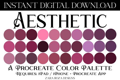 Aesthetic Procreate Color Palette Graphic By ZaraRozaDesigns Creative Fabrica