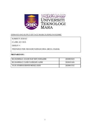 Group Assignment 1 ECO Course Code ECO Course Name PRINCIPLES OF ECONOMICS Topic INFLATION