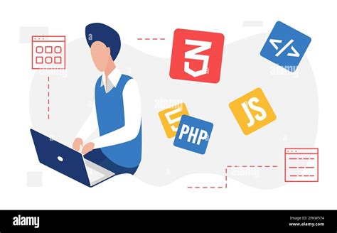 people developer create code programming web language with icons