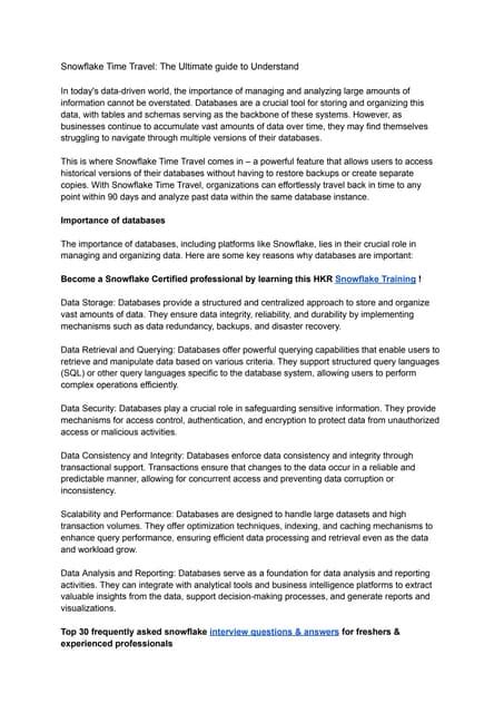 Snowflake Time Travel Pdf