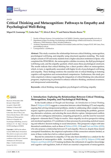 (PDF) Critical Thinking and Metacognition: Pathways to Empathy and ...
