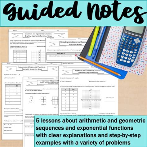 Exponential Functions And Sequences Guided Notes And Practice Worksheets Bundle