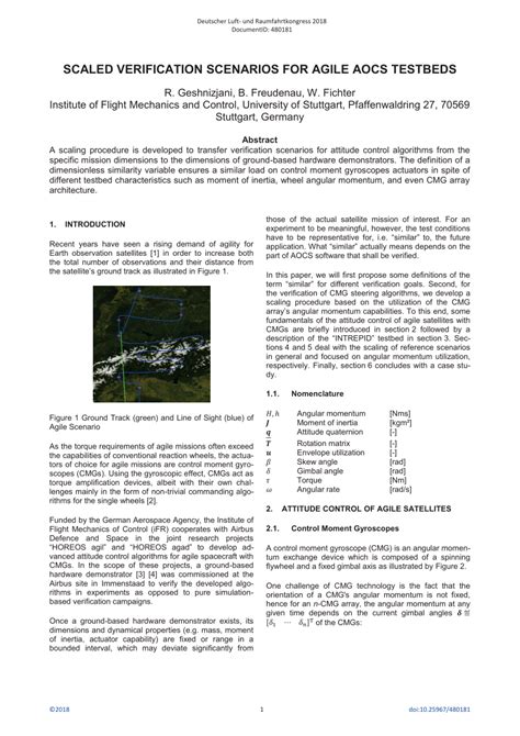 Pdf Scaled Verification Scenarios For Agile Aocs Testbeds