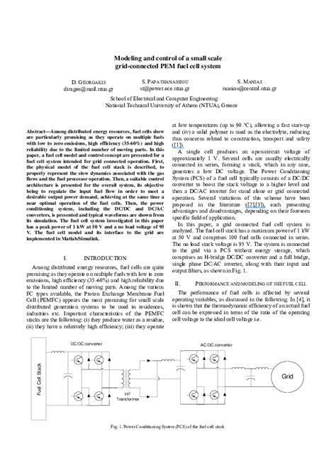 Pdf Modeling And Control Of A Small Scale Grid Connected Pem Fuel