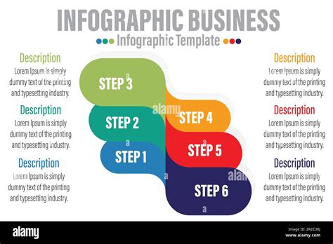Six 6 Steps Six 6 Option Flat Business Presentation Vector Slide