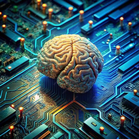 Artificial Intelligence Generated Image Of The Human Brain As The Printed Circuit As Motherboard