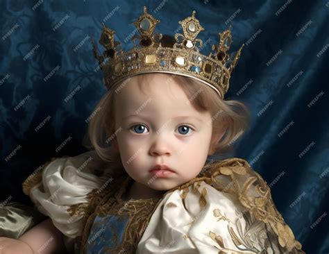 Premium Photo Portrait Of The Little Princess In A Golden Crown