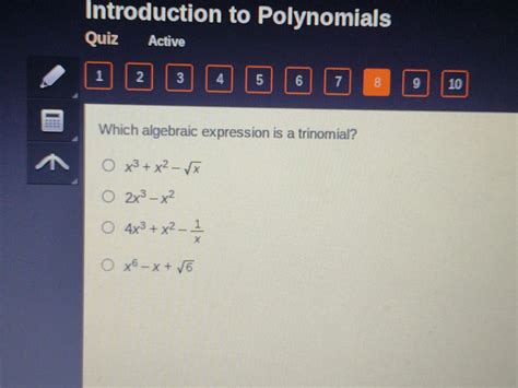 Which Algebraic Expression Is A Trinomial Studyx