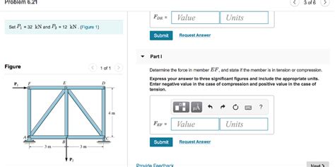 Solved Problem 6 21 3 Of 6 Determine The Force In Member