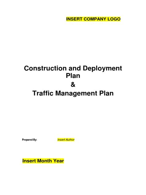 Construction Deployment And Traffic Management Plan Template Download Free Pdf Anchor Safety
