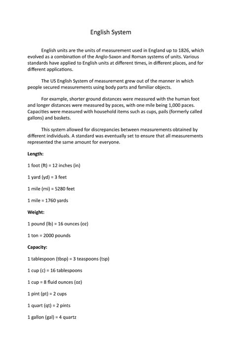 English Metric System English System English Units Are The Units Of