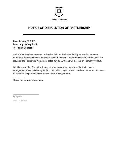 Letter Of Dissolution Template