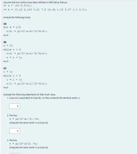 Assume That Two Vectors Have Been Defined In Matlab