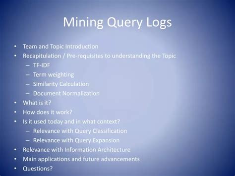 ppt mining query logs powerpoint presentation free download id 9339836