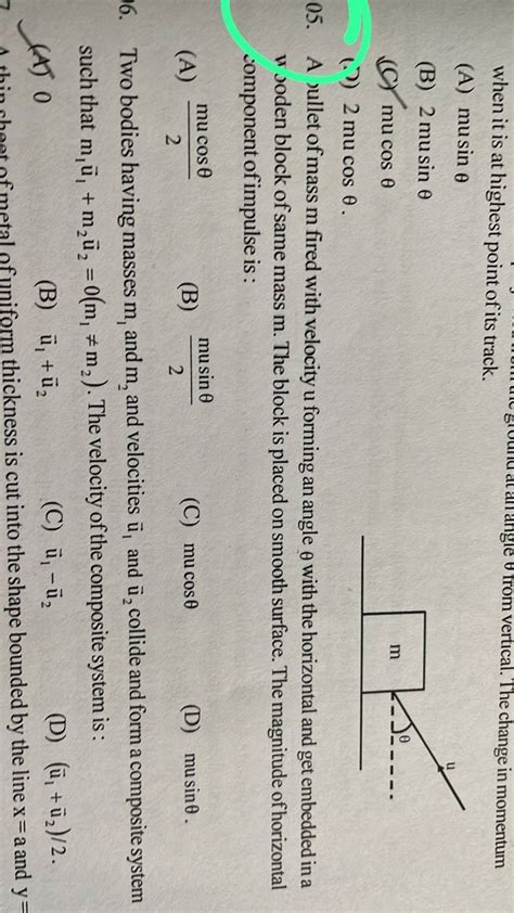 two bodies having masses m1 and m2 and velocities u1 and u2 collide a
