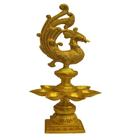 Designed Brass Peacock Deepa
