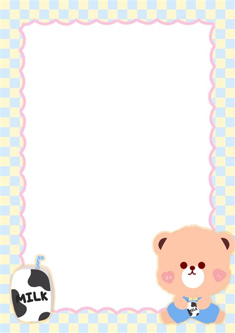 กรอบน่ารัักๆ แฟรมสีชมพูและสีเหลืองพร้อมกับตุ๊กตาหมีถือคัพเค้กอยู่ด้านหน้า