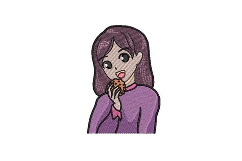 Anime Style Girl Eating Cookie · Creative Fabrica
