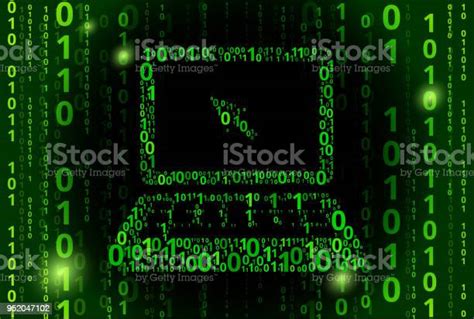 Laptop Computer Binary Code Vector Pattern Background Stock