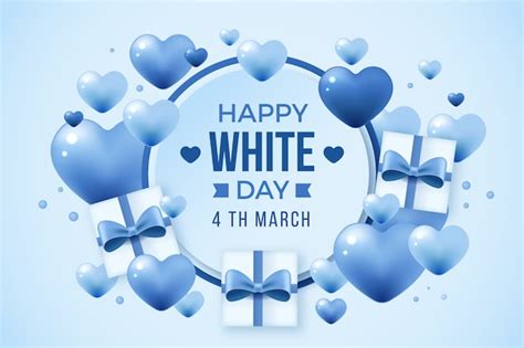 해피 화이트 데이 배경 디자인 무료 벡터