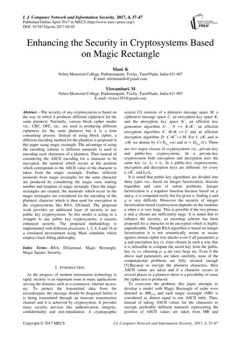 Enhancing The Security In Cryptosystems Based On Magic Rectangle