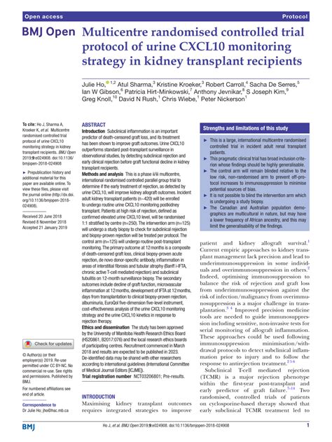 Pdf Multicentre Randomised Controlled Trial Protocol Of Urine Cxcl10