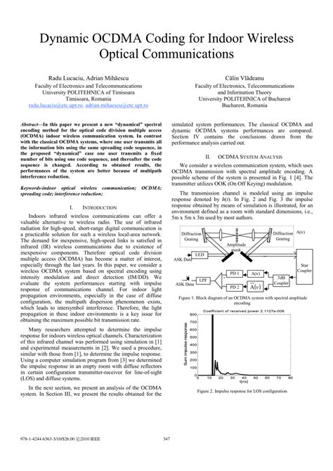 Pdf Dynamic Ocdma Coding For Indoor Wireless Optical Communications