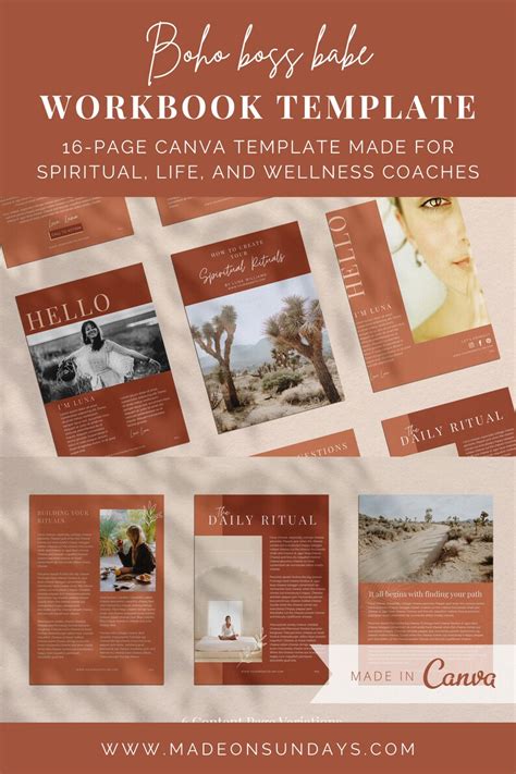 Boho Boss Babe Workbook Ebook Template Canva Template Spiritual Coaches Minimalistic Design