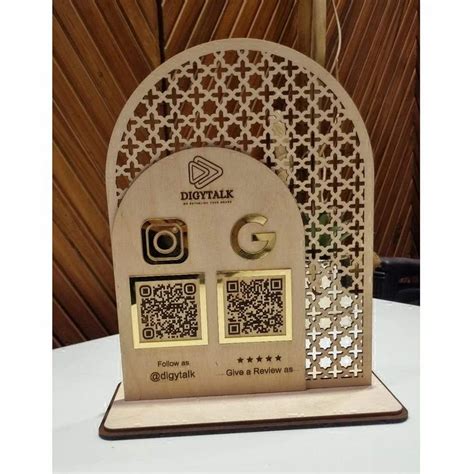 Elegant Wooden QR Code Stand Laser Engraved For Promotional At 800 Piece In Surat