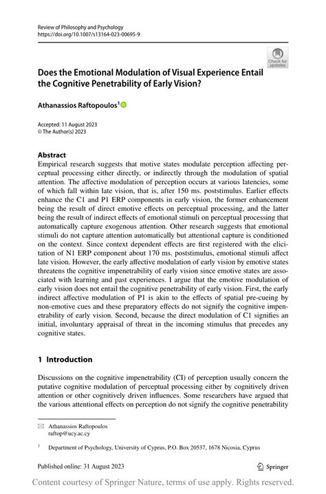 Pdf Does The Emotional Modulation Of Visual Experience Entail The Cognitive Penetrability Of