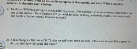 Answered Le Write An Inequality To Represent The Scenerio And Solve