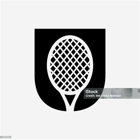 편지 U Padel 테니스 로고 패들 라켓 로고 디자인 비치 탁구 클럽 기호 Championship에 대한 스톡 벡터 아트 및
