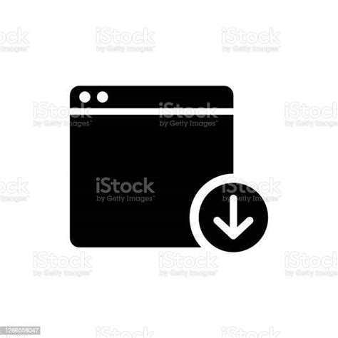 다운로드 기호가 있는 브라우저 창입니다 인터넷 웹 페이지 아이콘에서 파일 다운로드 라인 디자인 에 대한 스톡 벡터 아트 및