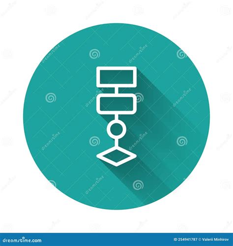 White Line Algorithm Icon Isolated With Long Shadow Background