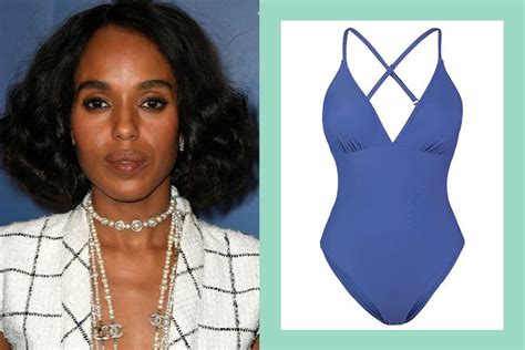 Kerry Washington Slathered On Sunscreen In The Trendy Cutout Swimwear