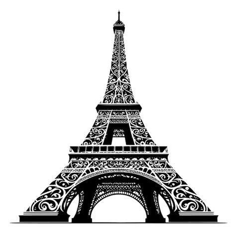 Premium Vector A Black And White Picture Of A Eiffel Tower