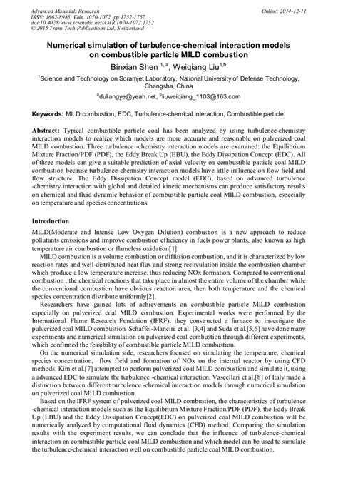 Numerical Simulation Of Turbulence Chemical Interaction Models On Combustible Particle Mild