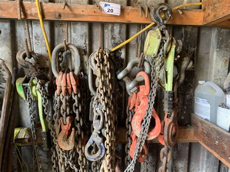 Large Group Of Rigging Chains Chain Hoists Lift Hooks And Shackles
