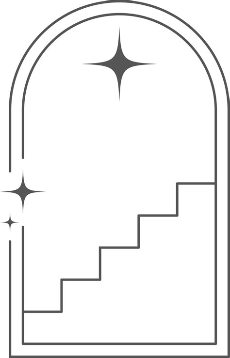 Aesthetic Frame Shape Outline Minimal Graphic Elements With Stars Abstract Boho Arch With