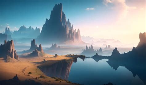 Premium AI Image Natural Landscape On Another Planet Generative AI