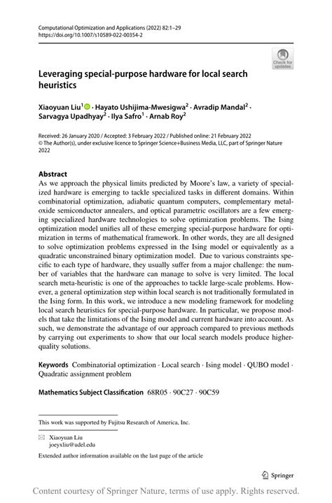 Leveraging Special Purpose Hardware For Local Search Heuristics