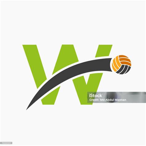 배구 공의 아이콘이 있는 문자 W의 배구 엠블럼 배구 공 기호 Championship에 대한 스톡 벡터 아트 및 기타 이미지 Championship 건강한 생활방식