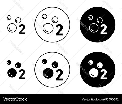 Oxygen O2 Icon Set On White Background Royalty Free Vector
