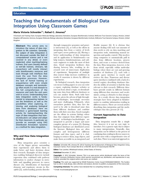 Pdf Teaching The Fundamentals Of Biological Data Integration Using