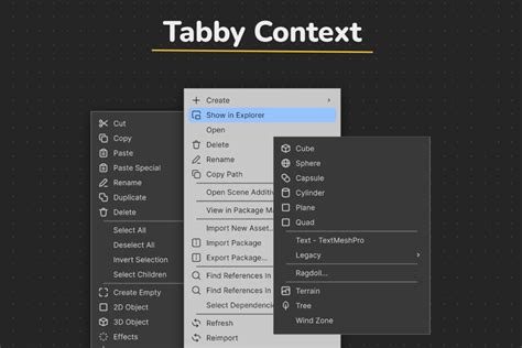 Tabby Context Enhanced Context Menus Utilities Tools Unity Asset