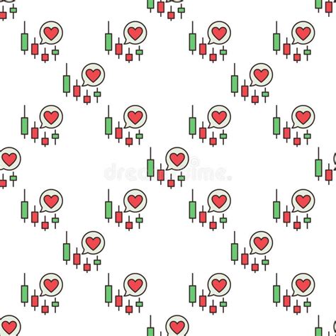 Candlestick Chart With Heart In Speech Bubble Vector Colored Seamless