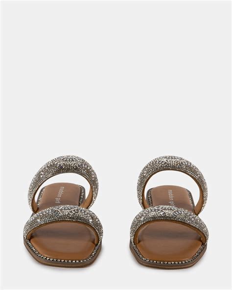 partly silver multi rhinestone slip on sandal women s designer
