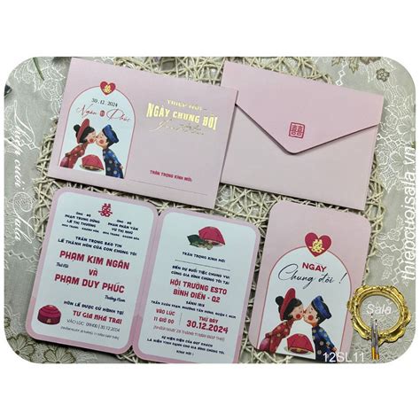 ThiỆp CƯỚi Ép Kim Hoa VĂn Chibi DÂu RỂ 12sl11 NhẬn In 100 ThiỆp Shopee Việt Nam